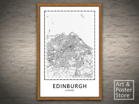Second Life Marketplace - EDINBURGH | Black and White City Map Poster ...